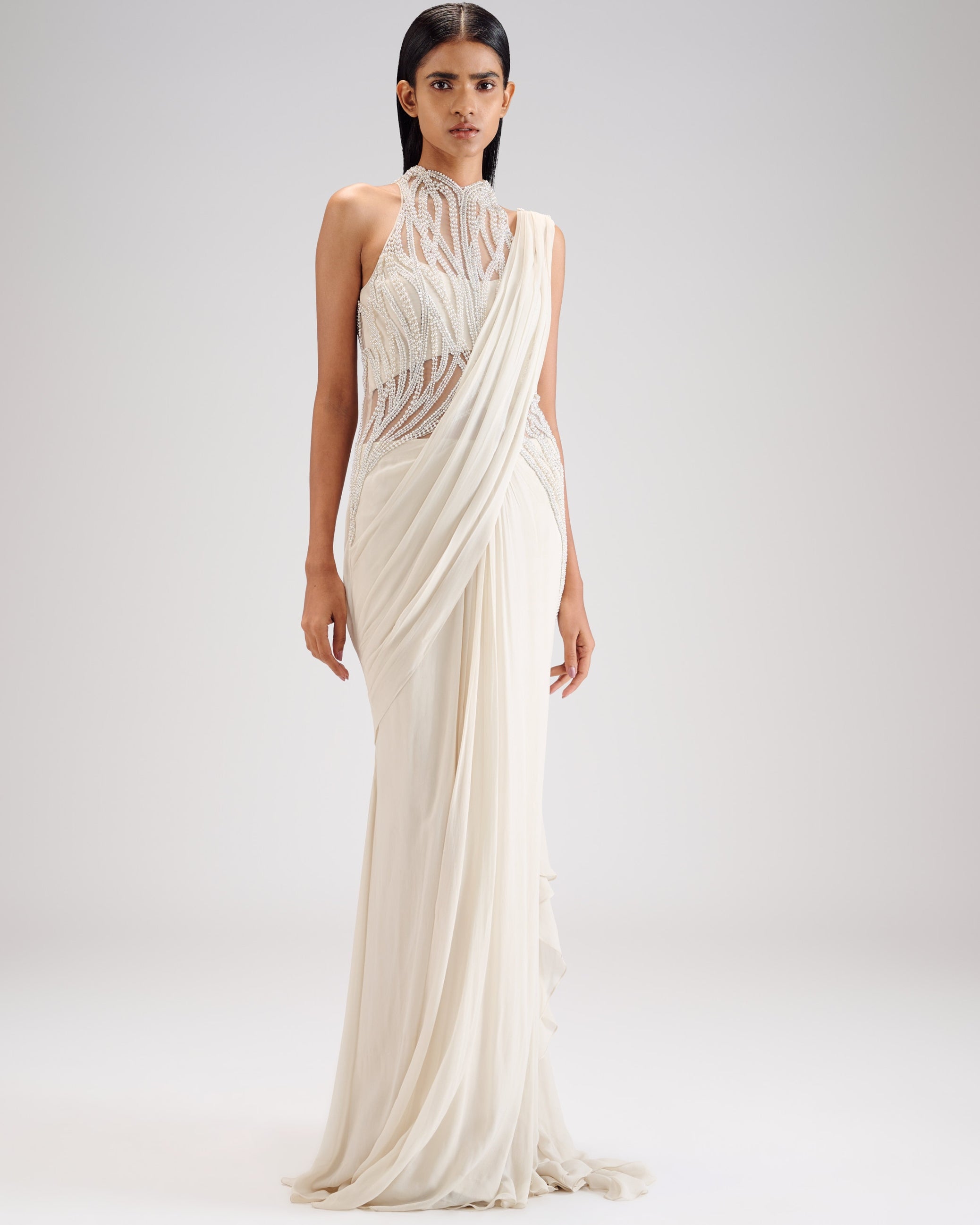 The Anatomical Pearl Sari Gown | Gaurav Gupta – KYNAH