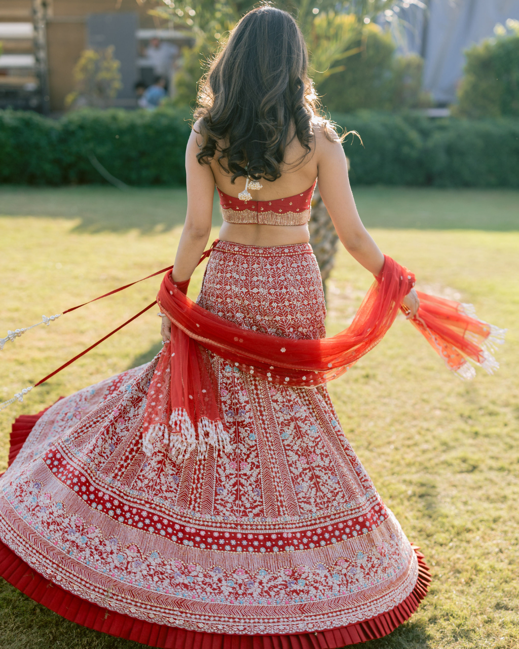 Red Silk Floral Embroidered Bridal Lehenga | Chamee & Palak – KYNAH