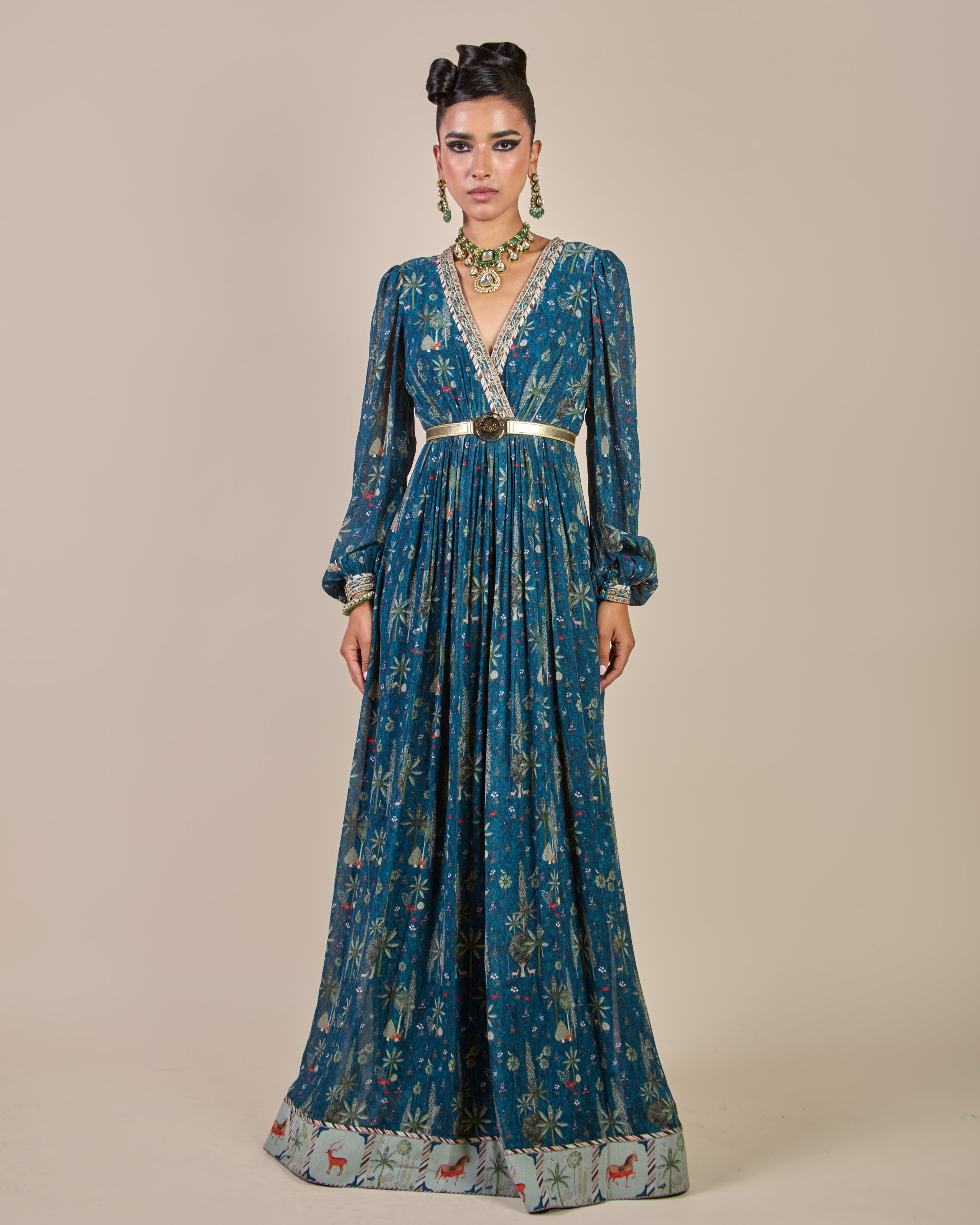 Prussian Blue Maxi Dress | JJ Valaya – KYNAH