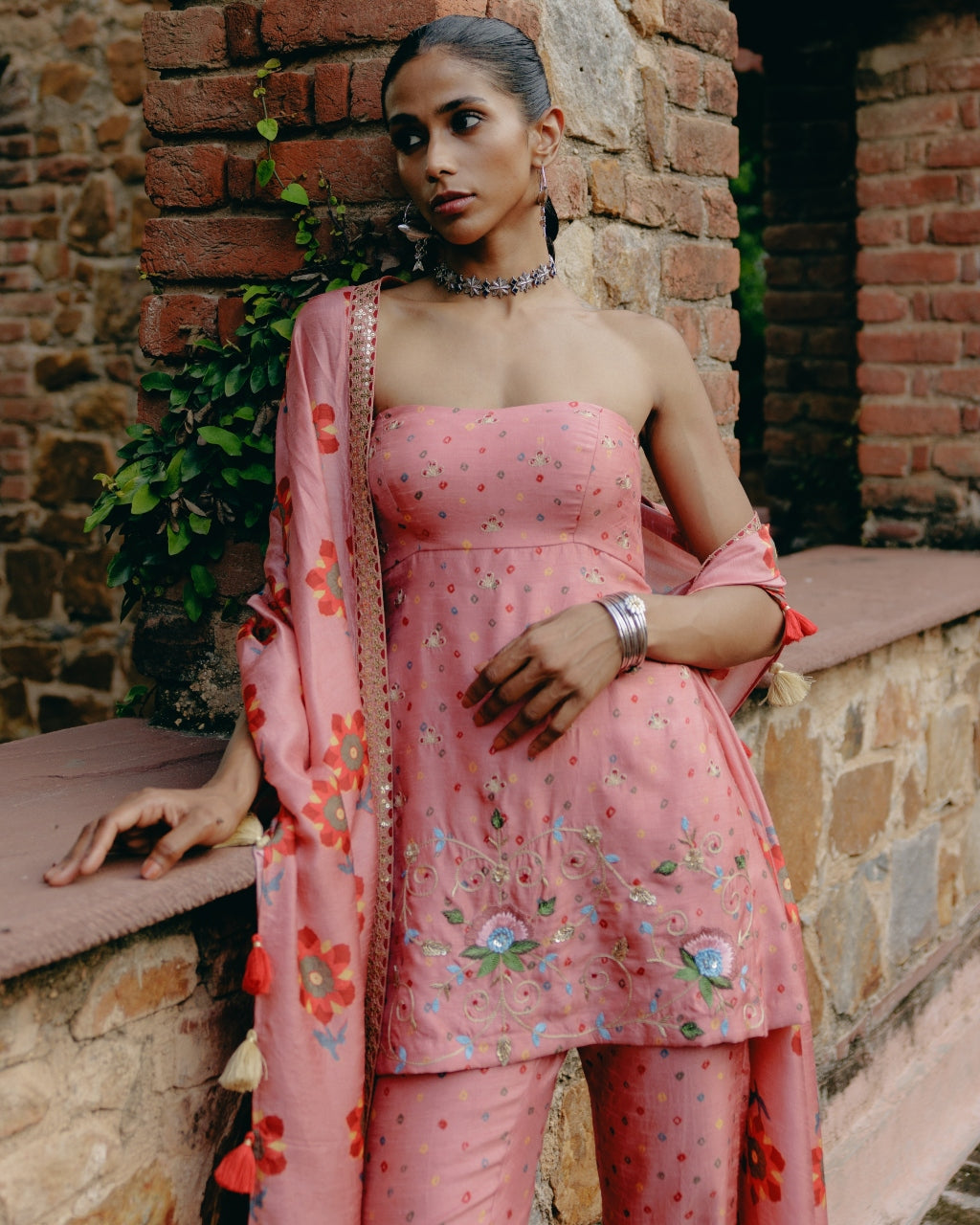 Pink Embroidered Peplum Set | Drishti & Zahabia – KYNAH