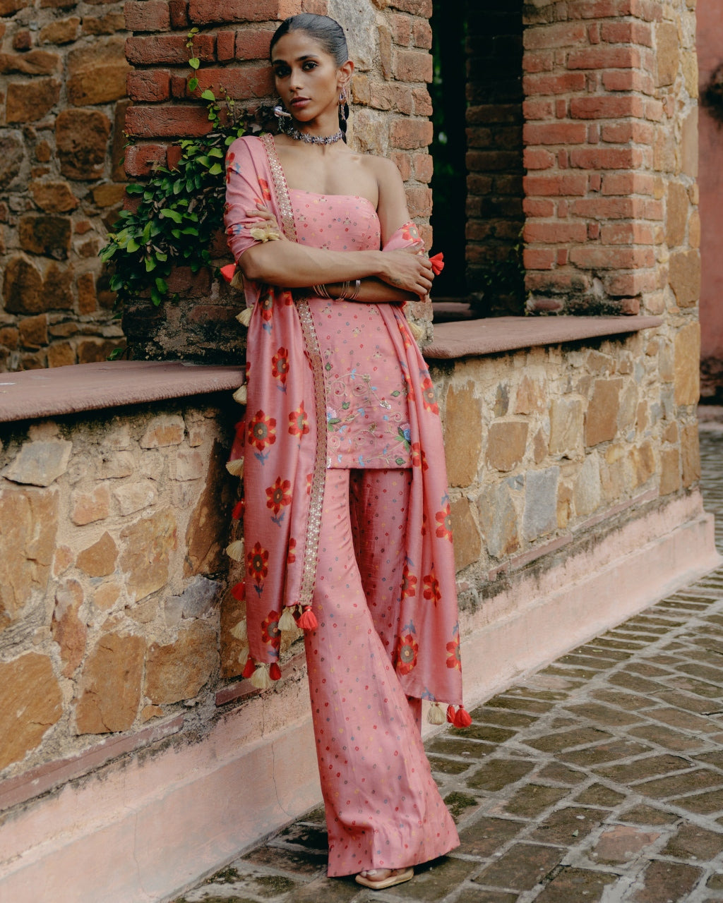 Pink Embroidered Peplum Set | Drishti & Zahabia – KYNAH