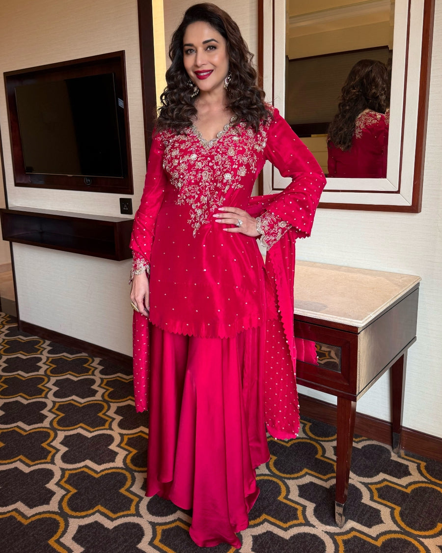 Pastel Pink Tulip Sleeve Embroidered Lehenga Set | Mrunalini Rao – KYNAH