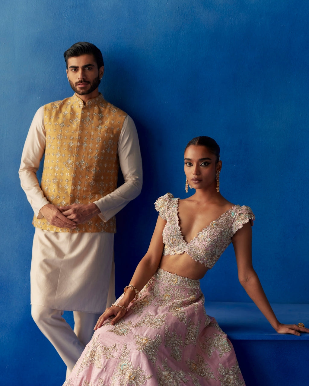 Pastel Pink Tulip Sleeve Embroidered Lehenga Set | Mrunalini Rao – KYNAH