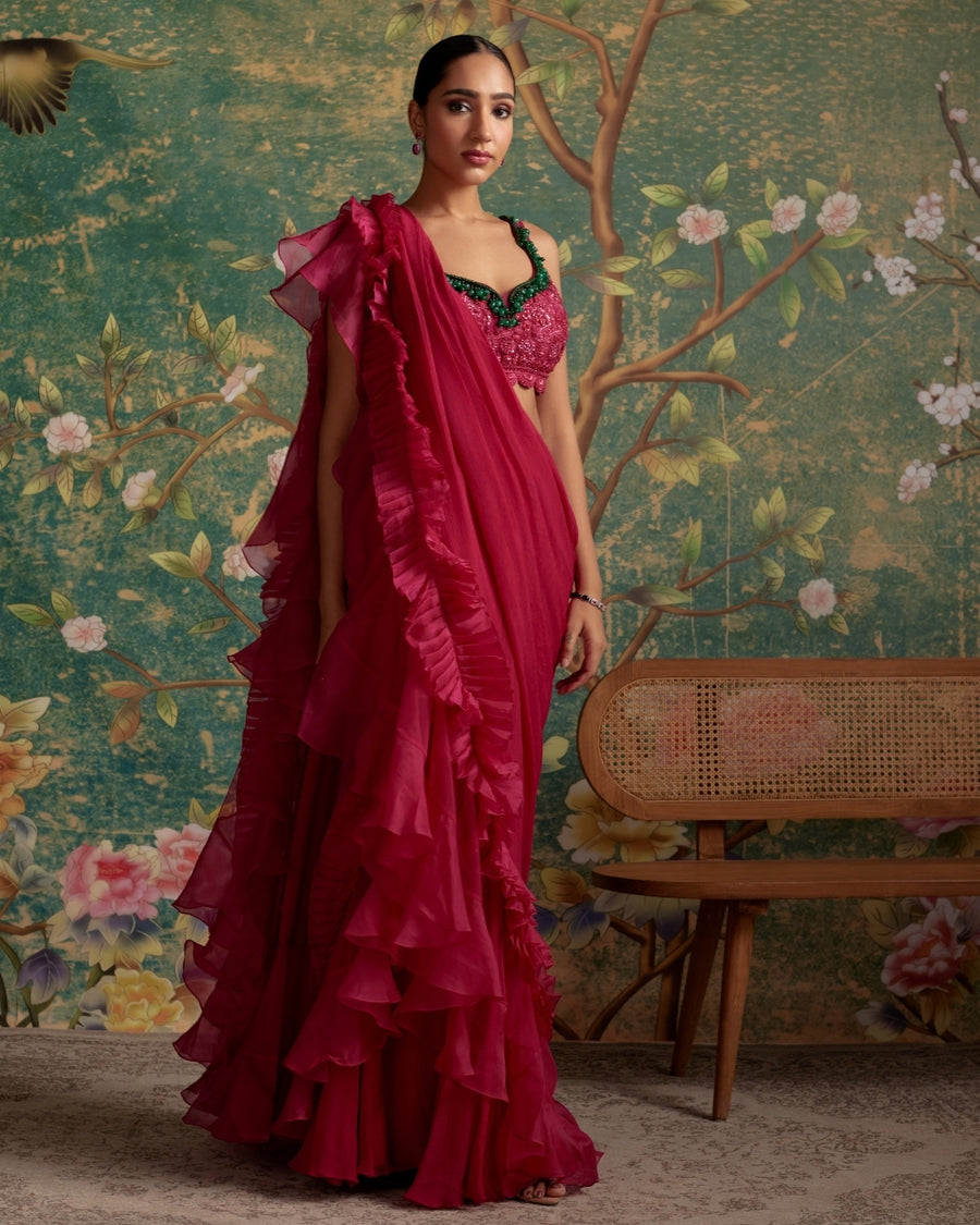 Deep Fuchsia Allure Sari Set | Ridhi Mehra – KYNAH