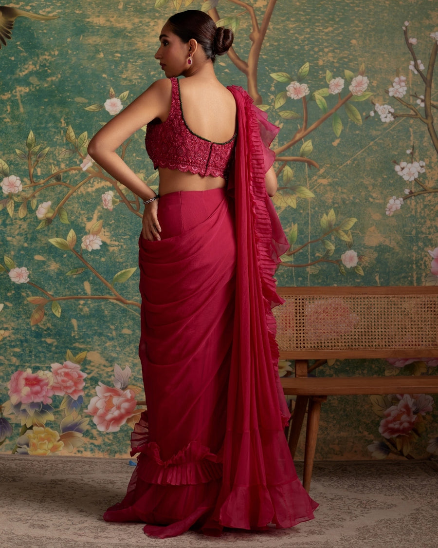 Deep Fuchsia Allure Sari Set | Ridhi Mehra – KYNAH